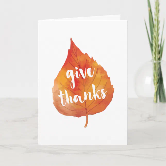 Give Thanks | Autumn Leaves Thanksgiving Holiday Card | Zazzle