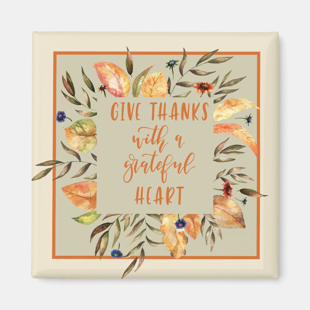 Give Thanks - Autumn Wreath Magnet | Zazzle