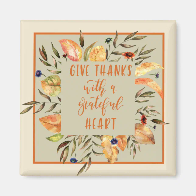 Give Thanks - Autumn Wreath Magnet | Zazzle