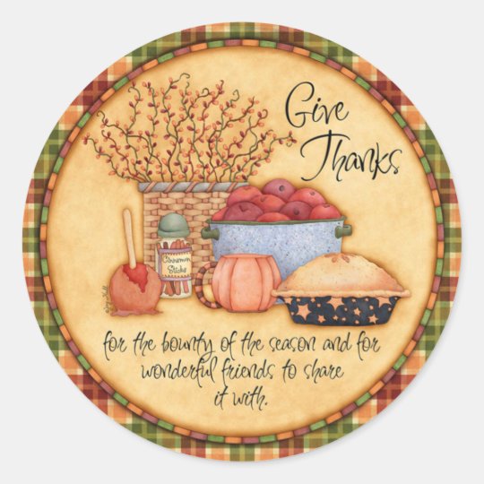 Give Thanks Classic Round Sticker | Zazzle.com