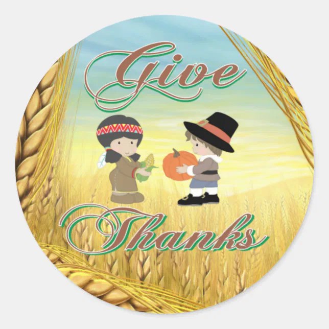 Give Thanks Classic Round Sticker | Zazzle
