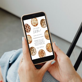 Give Thanks Eat Pie Thanksgiving Dinner Invitation | Zazzle