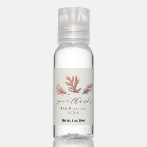 Give thanks fall leaves Thanksgiving Hand Sanitizer | Zazzle