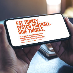 Give thanks fun simple modern orange Thanksgiving Invitation | Zazzle