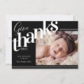 Give Thanks Modern Black Photo Holiday Card | Zazzle