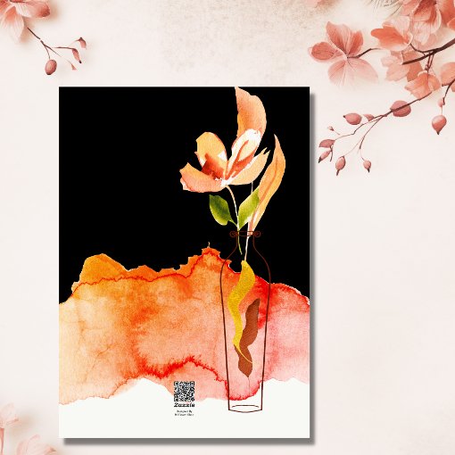 Give Thanks - Modern Flower and Vase Thanksgiving Holiday Card | Zazzle