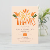 Give Thanks Modern Thanksgiving Invitation | Zazzle