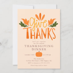 Give Thanks Modern Thanksgiving Invitation | Zazzle
