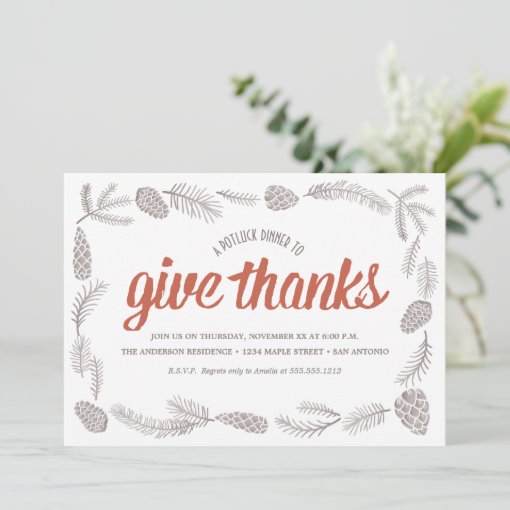 Give Thanks Potluck Invitation | Zazzle