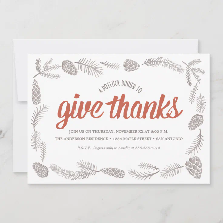 Give Thanks Potluck Invitation | Zazzle