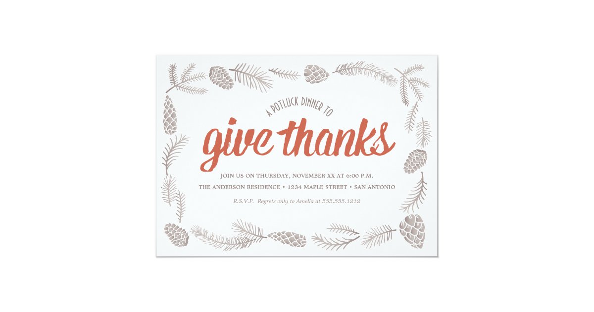 Give Thanks Potluck Invitation | Zazzle.com