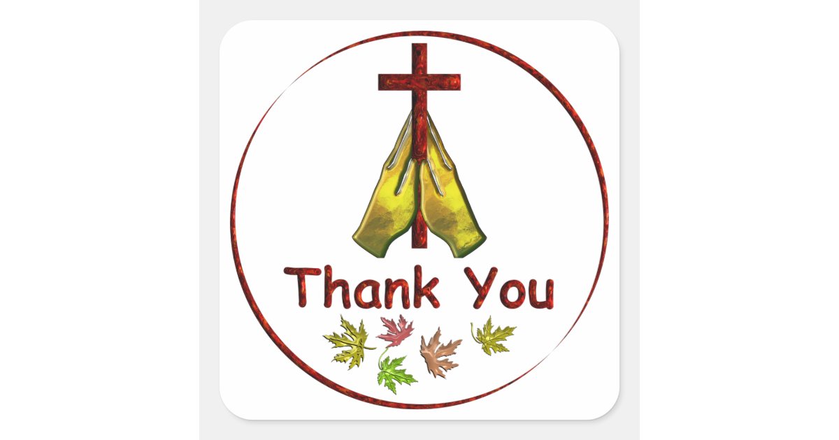 Give Thanks Praying Hands Square Sticker | Zazzle