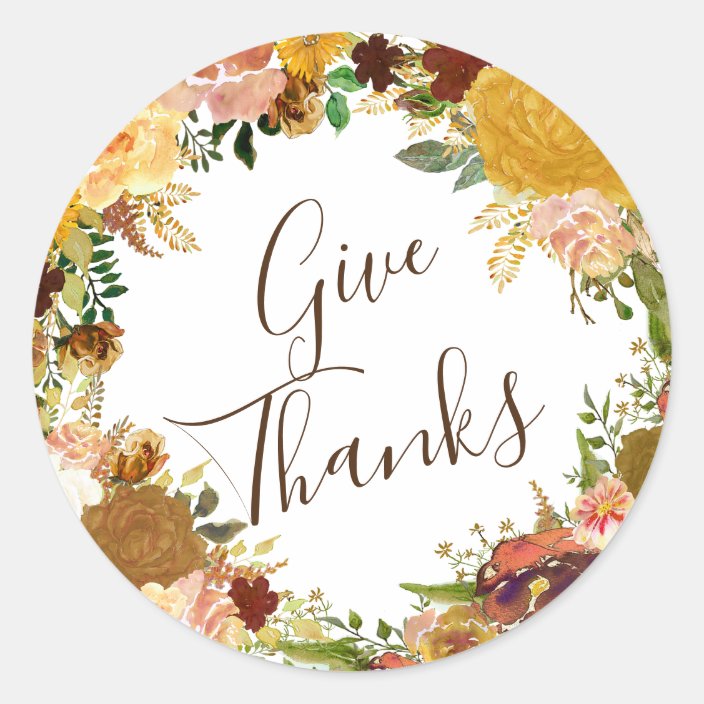 Give Thanks Rustic Autumn Wreath Thanksgiving Classic Round Sticker ...