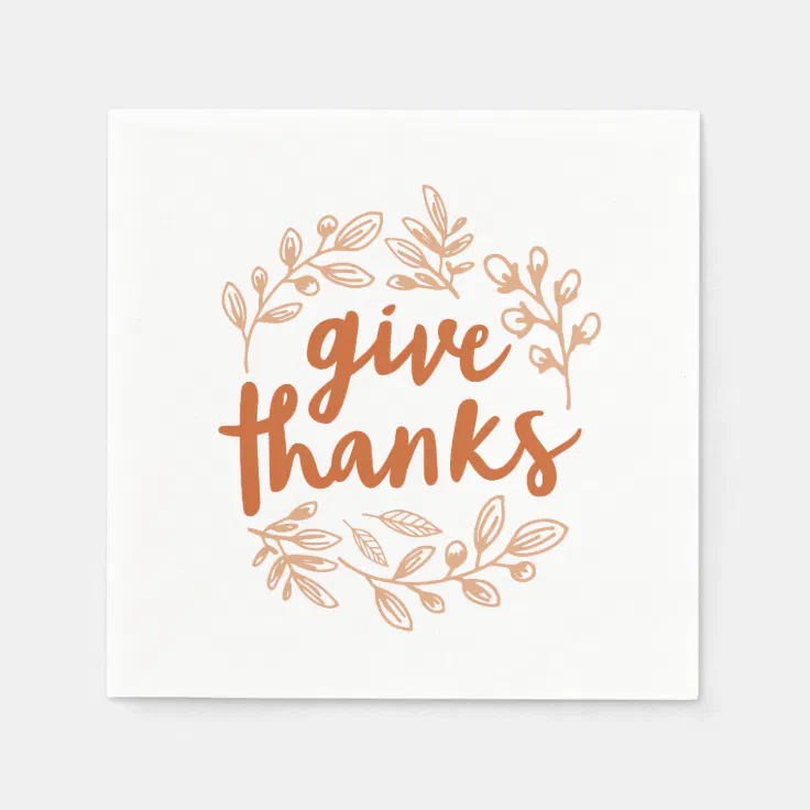 Give Thanks Script Napkins | Zazzle