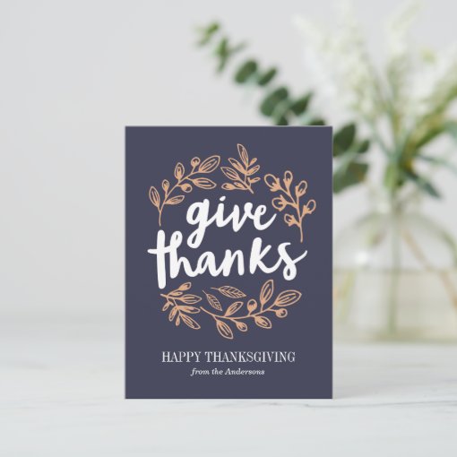 Give Thanks Script Postcard | Zazzle