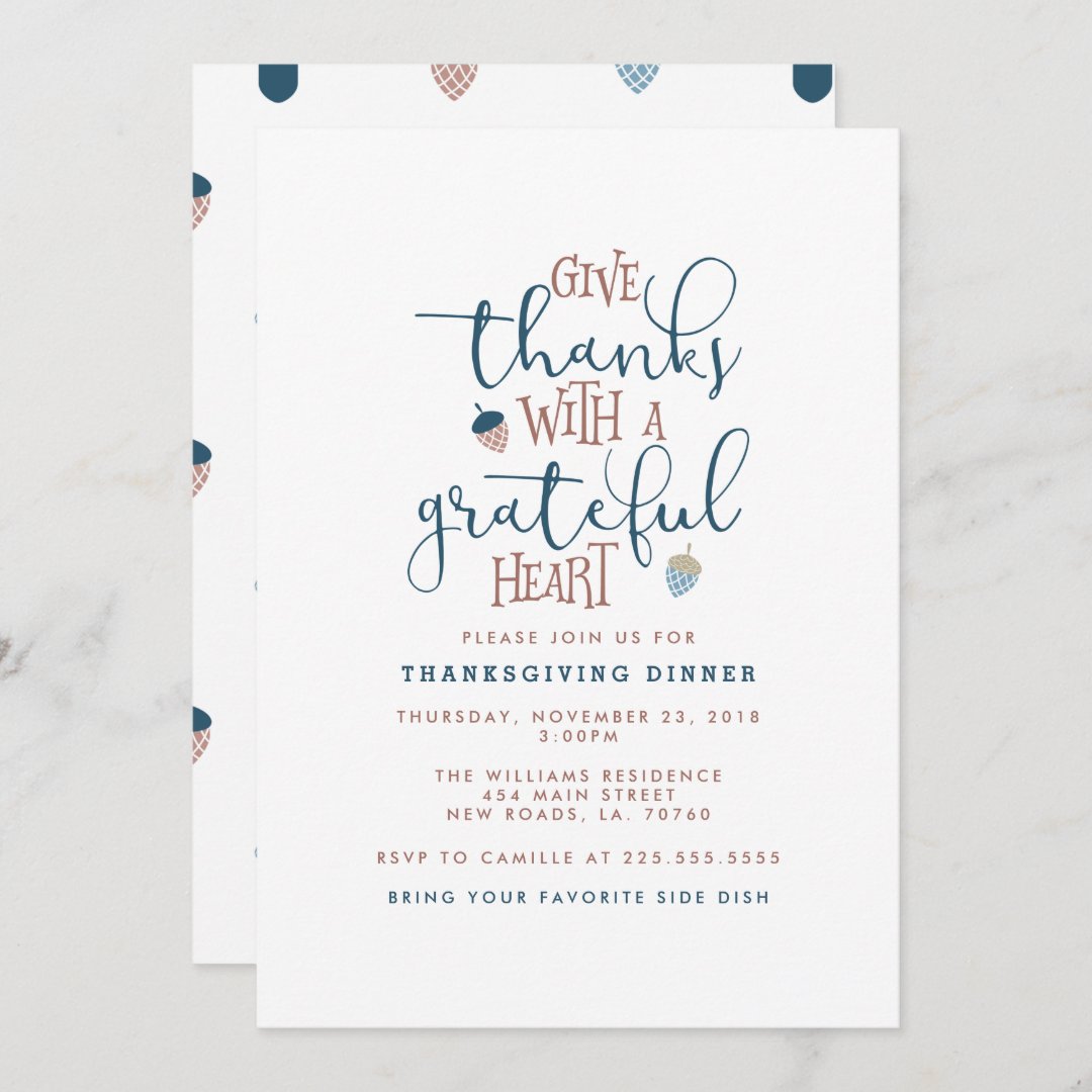 Give Thanks Thanksgiving Dinner Invitation | Zazzle