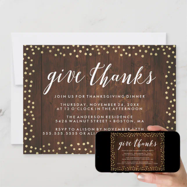 Give Thanks | Thanksgiving Dinner Invite | Zazzle