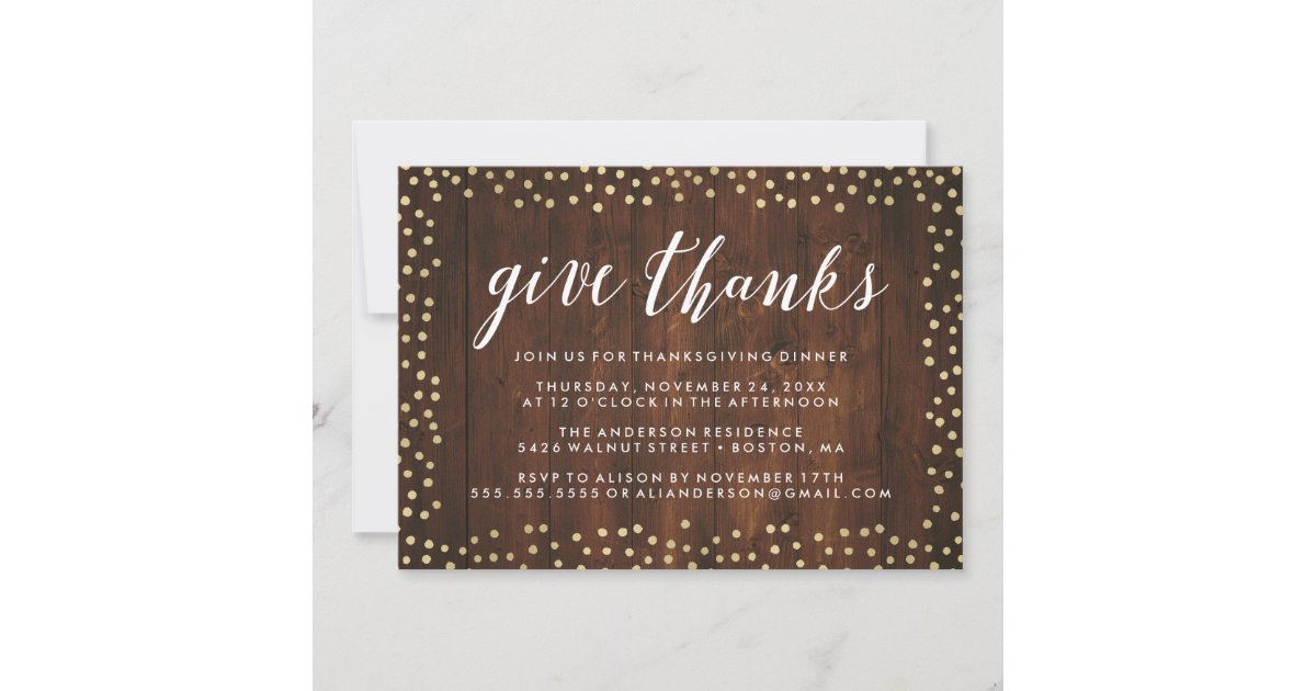 Give Thanks | Thanksgiving Dinner Invite | Zazzle