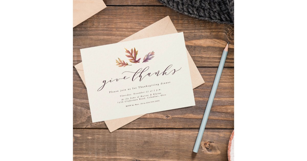 Give thanks Thanksgiving invitation | Zazzle