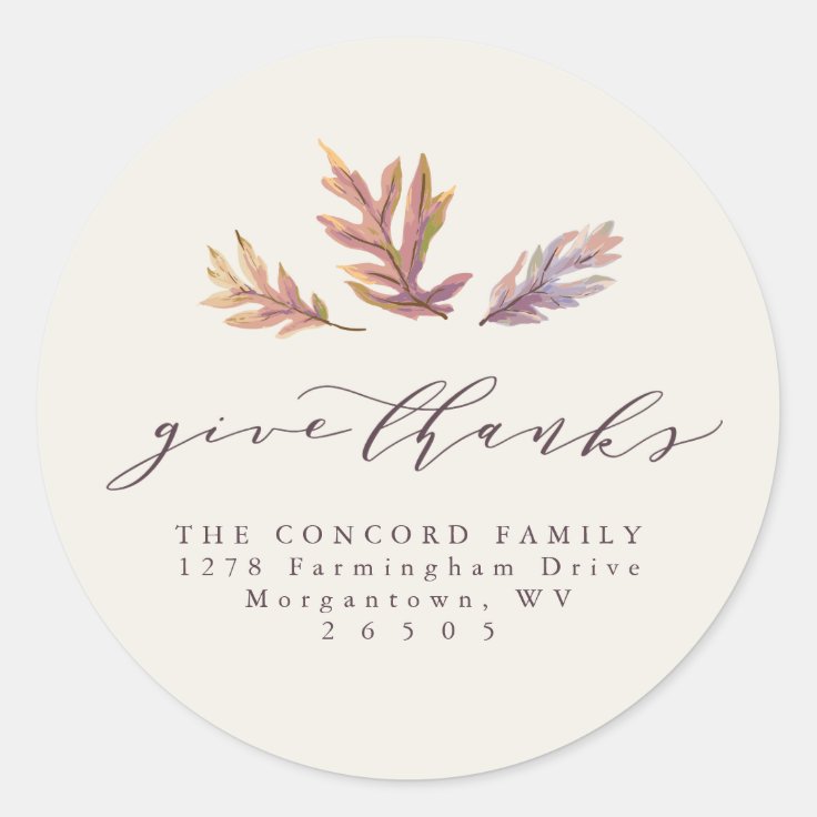 Give Thanks Thanksgiving return address sticker | Zazzle