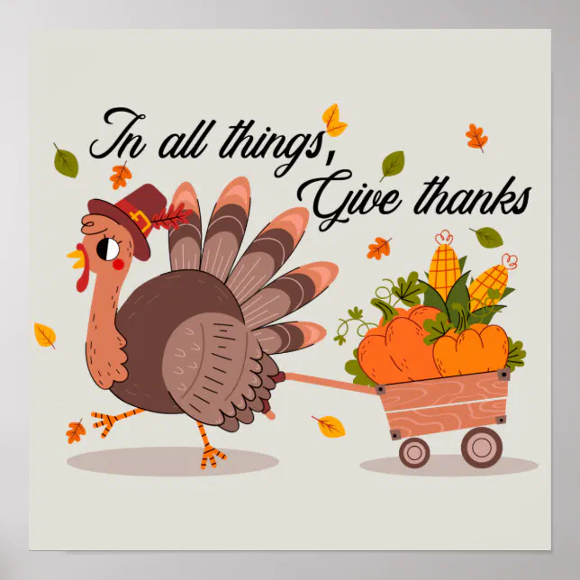give thanks Thanksgiving turkey Poster | Zazzle