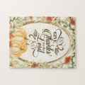 Give Thanks to the Lord Autumn Flowers Pumpkins Jigsaw Puzzle | Zazzle