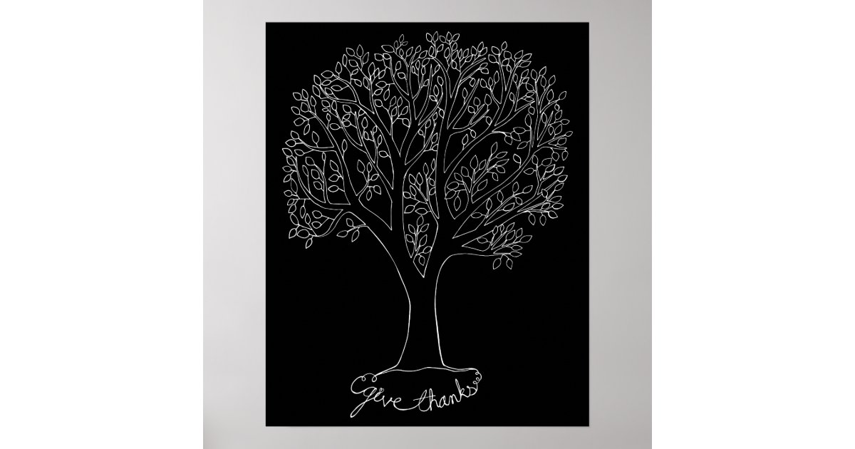 Give Thanks Tree Poster | Zazzle