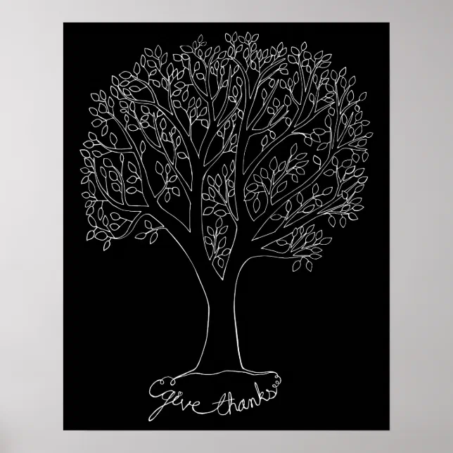 Give Thanks Tree Poster | Zazzle