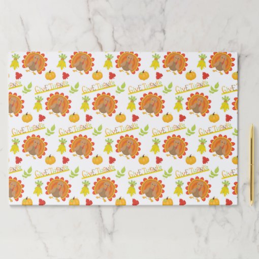 Give Thanks Turkey Thanksgiving Paper Placemats | Zazzle