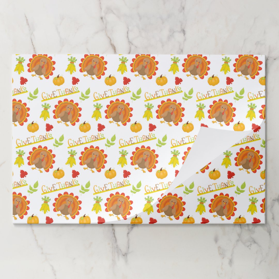 Give Thanks Turkey Thanksgiving Paper Placemats | Zazzle