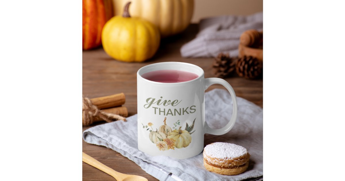Give Thanks Watercolor Pumpkin Coffee Mug | Zazzle