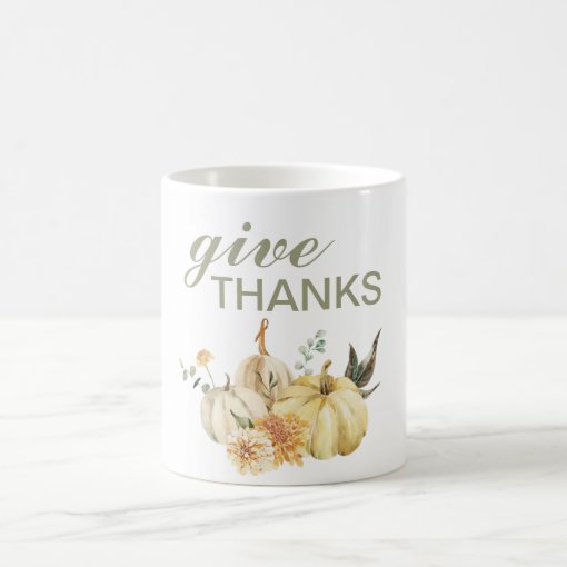 Give Thanks Watercolor Pumpkin Coffee Mug | Zazzle