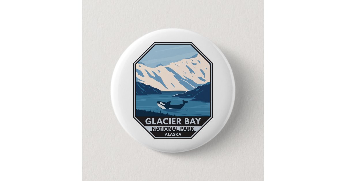 Glacier Bay National Park Alaska Orca Art Vintage Button | Zazzle