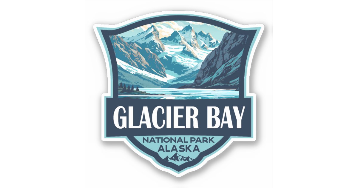 Glacier Bay National Park Illustration Retro Sticker | Zazzle