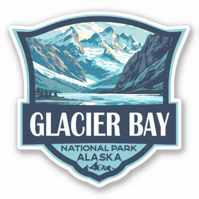 Glacier Bay National Park Illustration Retro Sticker | Zazzle