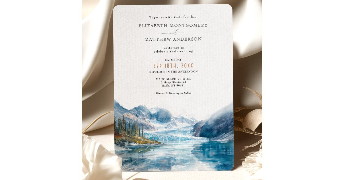 Glacier Mountains Montana Wedding Invitation | Zazzle