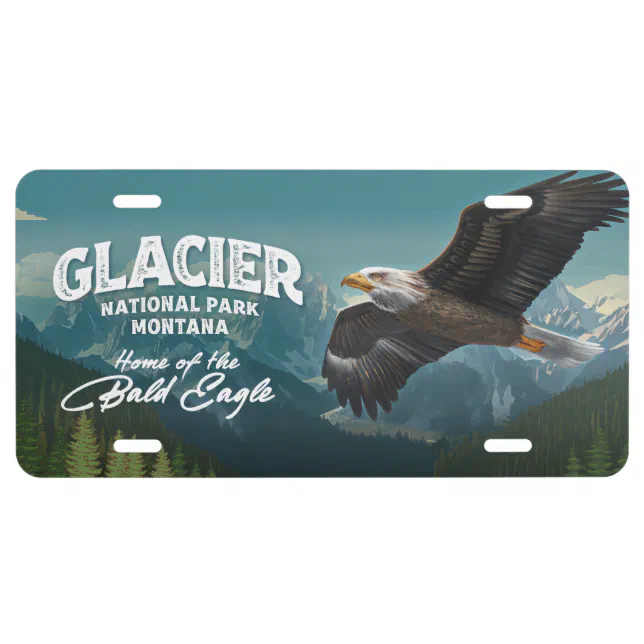 Glacier National Park Bald Eagle License Plate | Zazzle