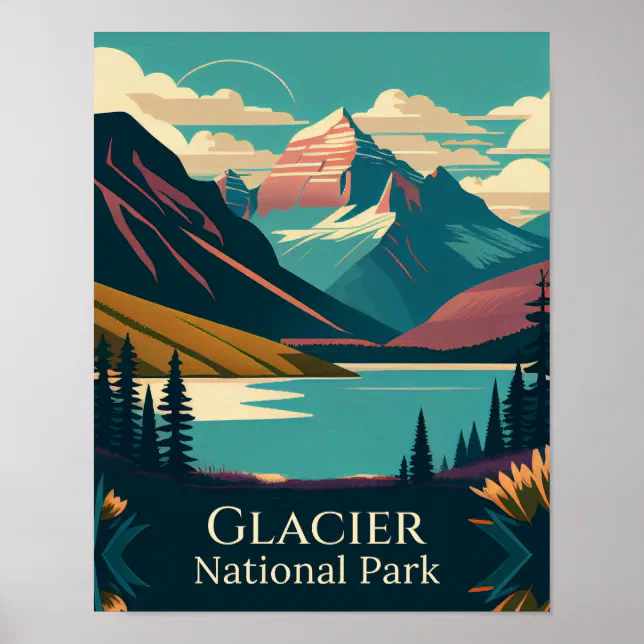 Glacier National Park Contemporary Design Poster | Zazzle