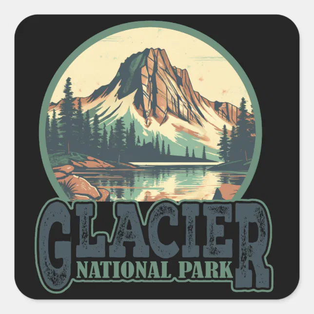 Glacier National Park Montana Vintage Travel Square Sticker | Zazzle