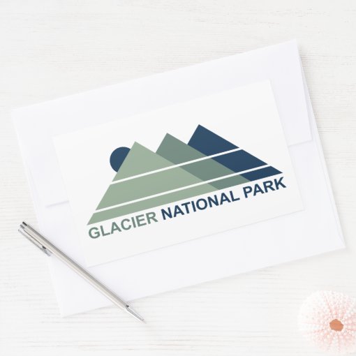 Glacier National Park Mountain Sun Rectangular Sticker | Zazzle
