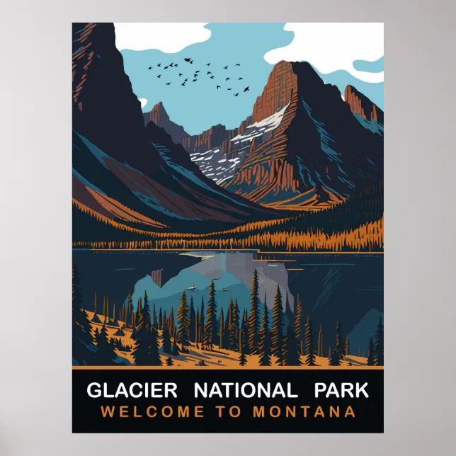Glacier National Park, MT, Vintage Travel Poster | Zazzle