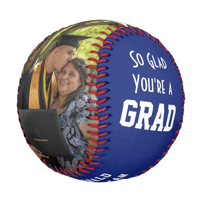 GLAD YOU'RE A GRAD 2 Photo Monogram Graduation Baseball | Zazzle.com