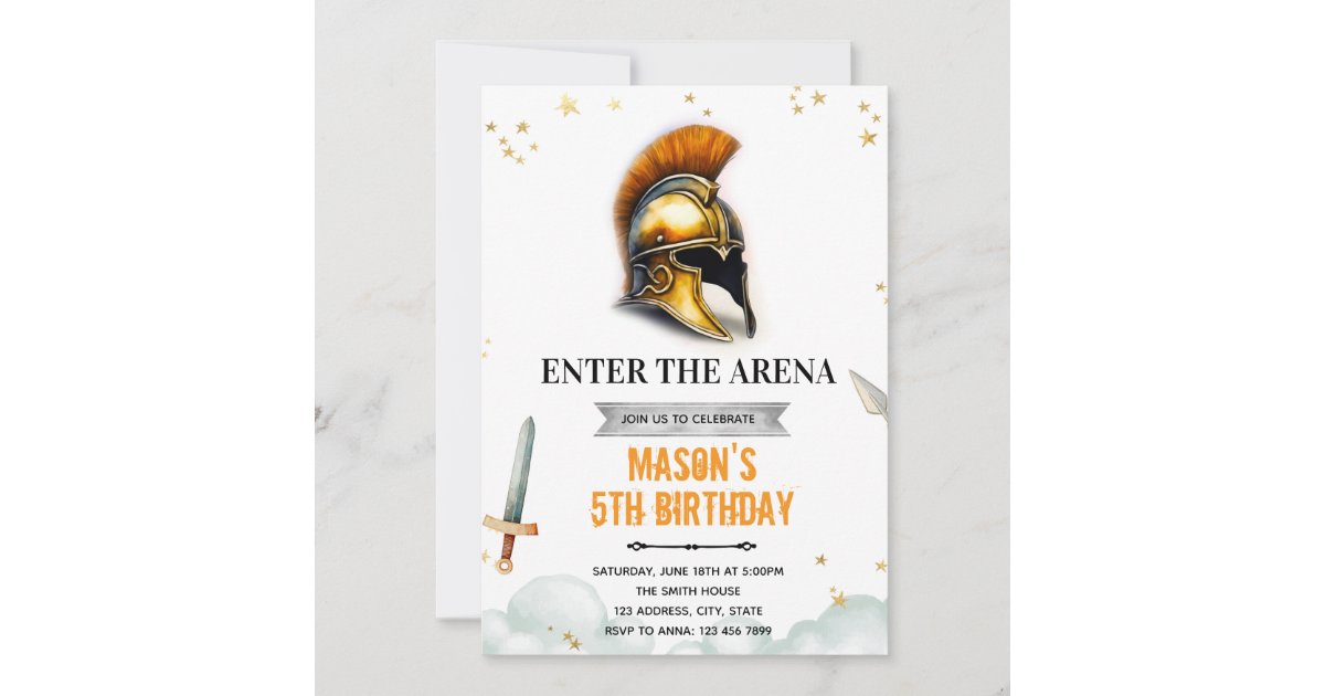 Gladiator birthday invitation | Zazzle