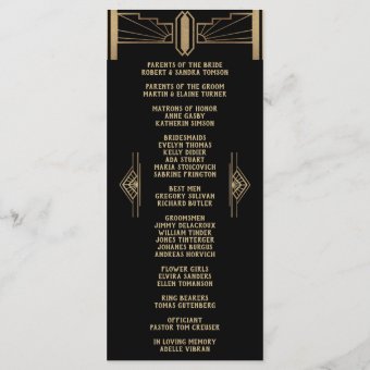 Glam 1920's Great Gatsby Art Deco Wedding Program | Zazzle