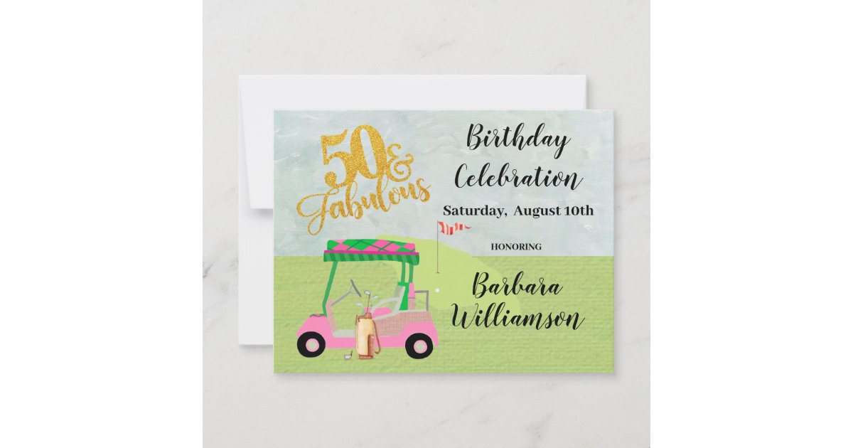 Glam 50 & Fabulous Golf Scene Party Invitation | Zazzle
