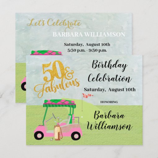 Glam 50 & Fabulous Golf Scene Party Invitation | Zazzle
