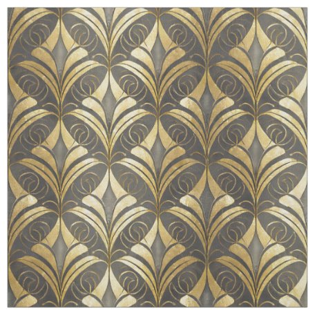 Art Deco Glam Gold Black Pattern Fabric | Zazzle