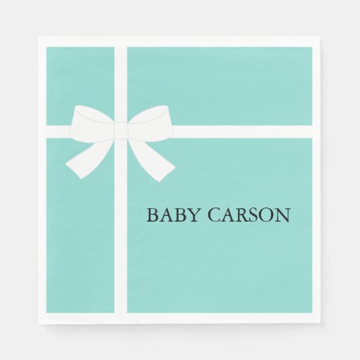 Glam Baby Teal Blue Personalize Shower Party Paper Napkins | Zazzle