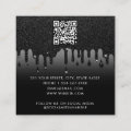 Glam Black Dripping Glitter QR Code Social Media Square Business Card ...
