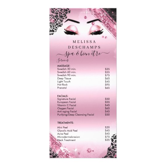 Glam Black Pink Glitter Lashes Salon Services Menu | Zazzle.com